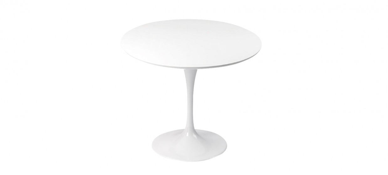 Table blanche ronde laquée 90cm Tulipe - Prix Choc